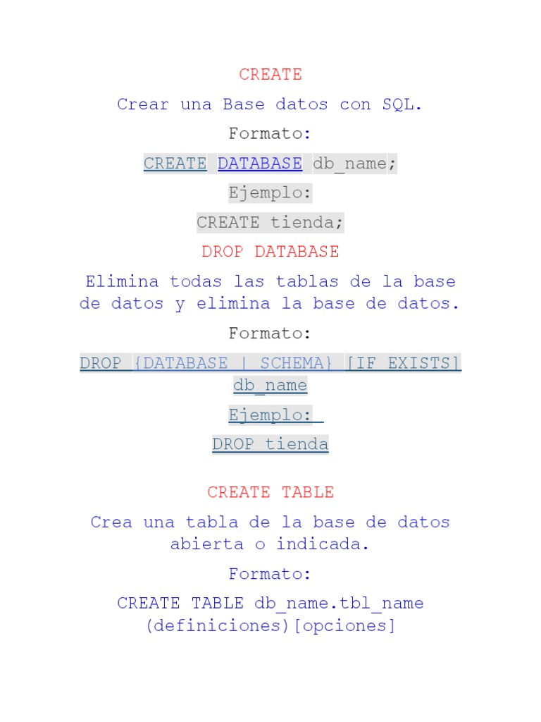 Comandos de Mysql | PDF | SQL | Ciencias de la Información