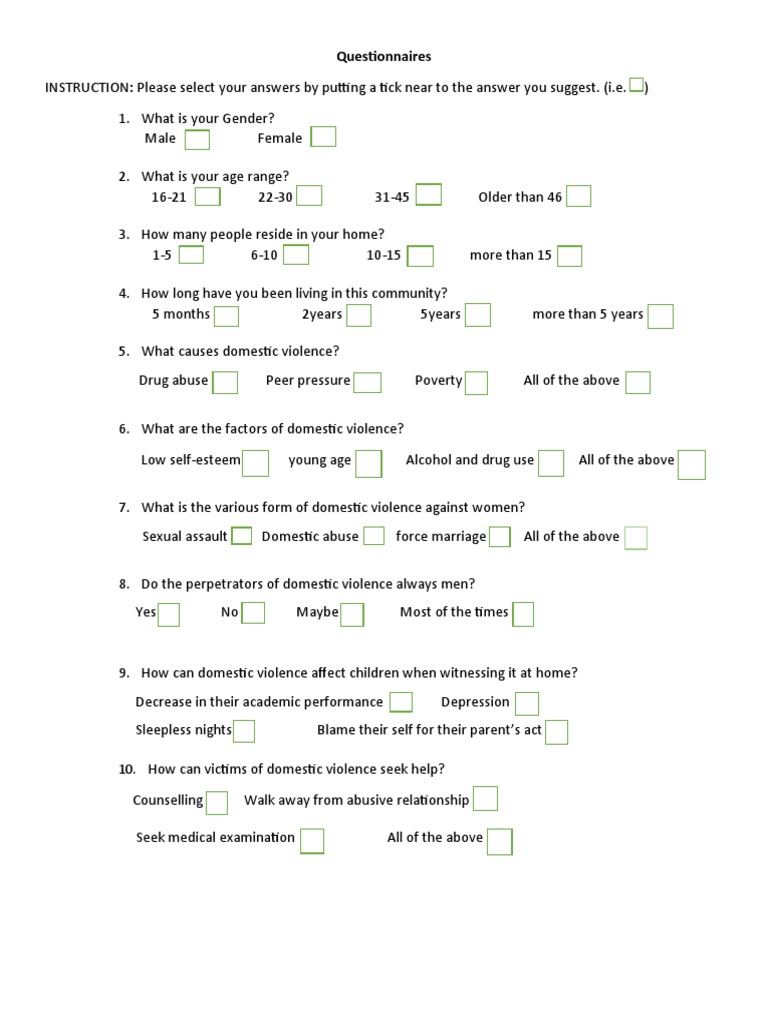 Social Studeis Questionnaire 2 | PDF | Wellness