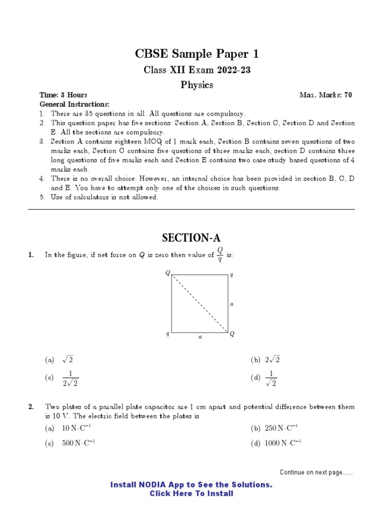 PH Sample Paper 1 Unsolved | PDF | Refraction | Waves