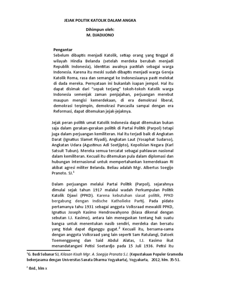 Jejak Politik Katolik Dalam Angka Final Revisi (11.08.21) | PDF ...