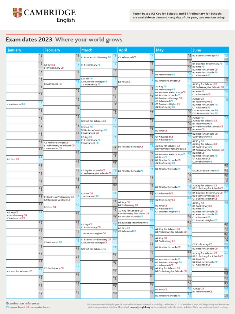 Exam Dates Wall Chart 2023 v4 | Download Free PDF | University Of ...