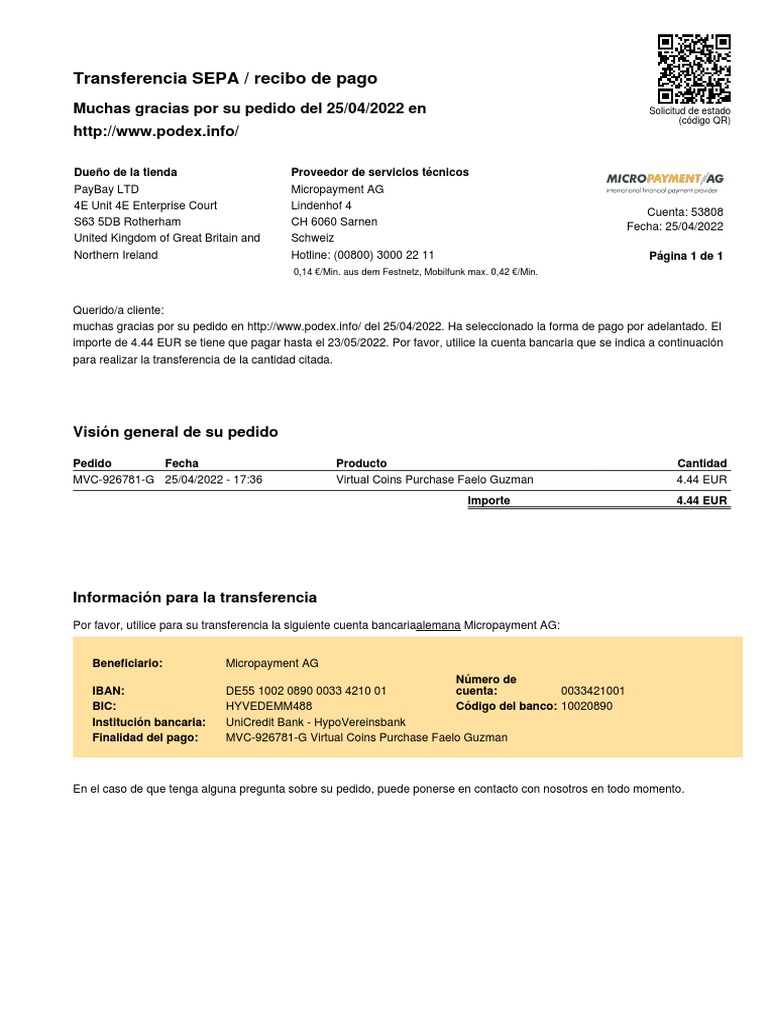 Sepa Form | PDF | Dinero | Bancario