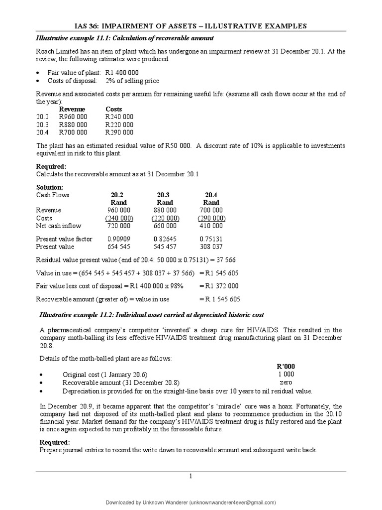 IAS 36 Impairment of Assets Illustrative Examples PDF | PDF | Deferred ...