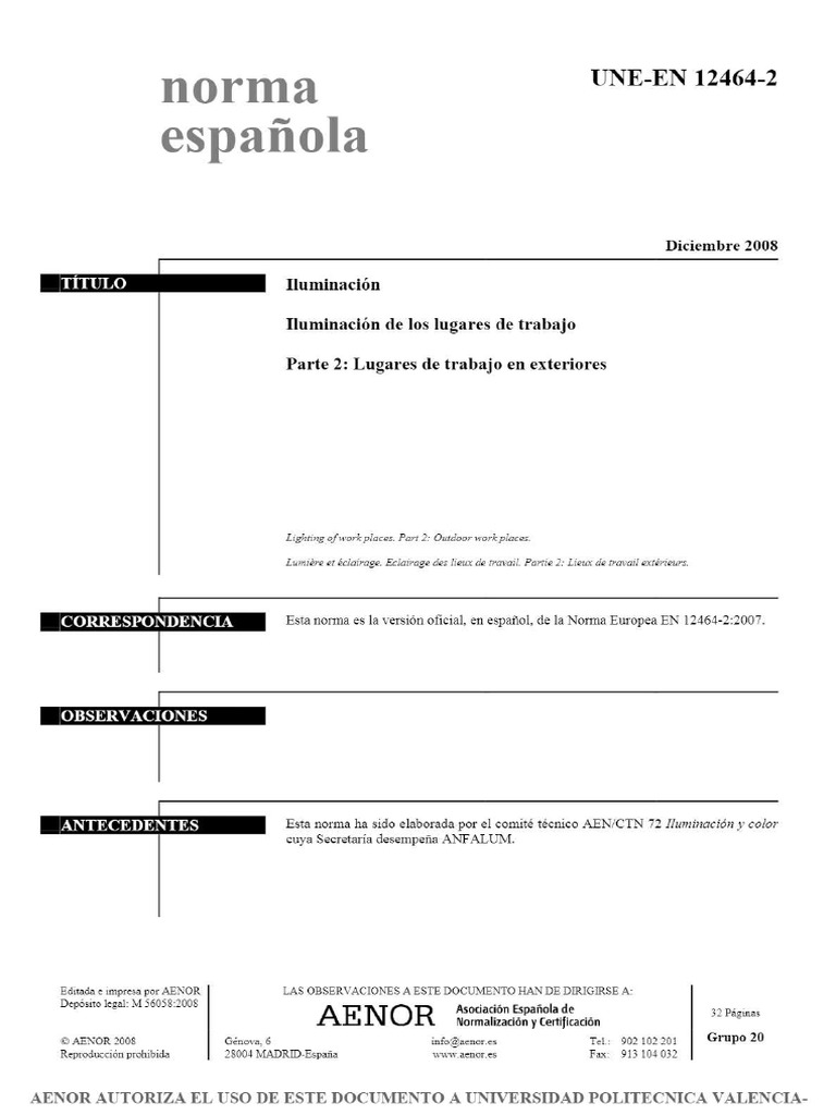 En 12464-2 | PDF