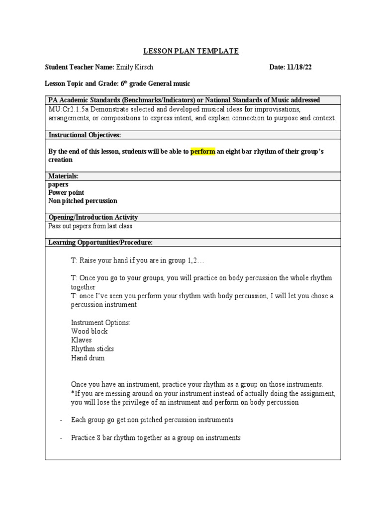 General Music Lesson 5 | PDF