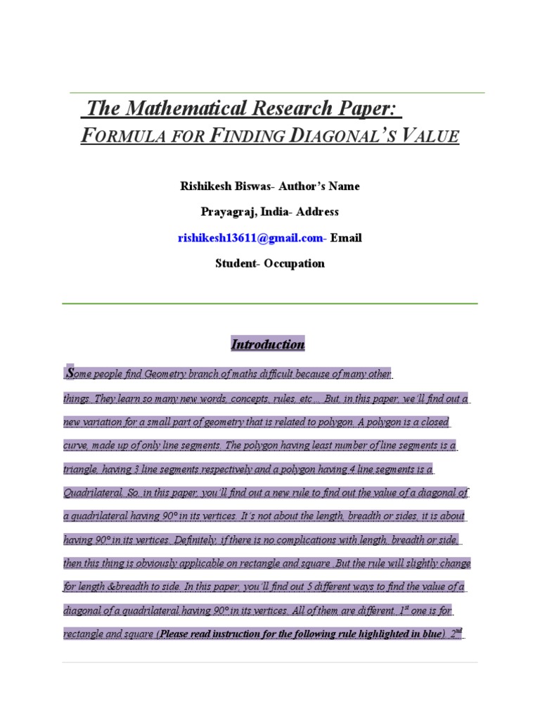 The Mathematical Research Paper | PDF | Vertex (Geometry) | Mathematics