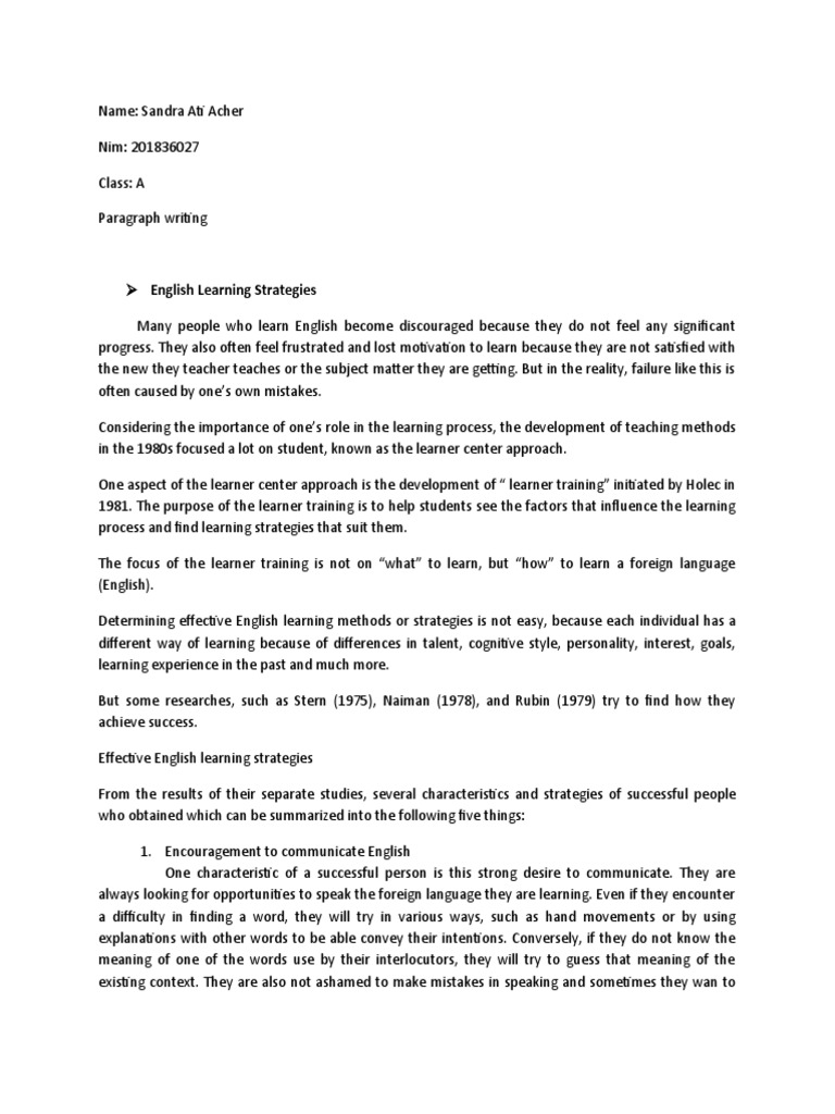 English Learning Strategies | PDF | Learning | Foreign Language