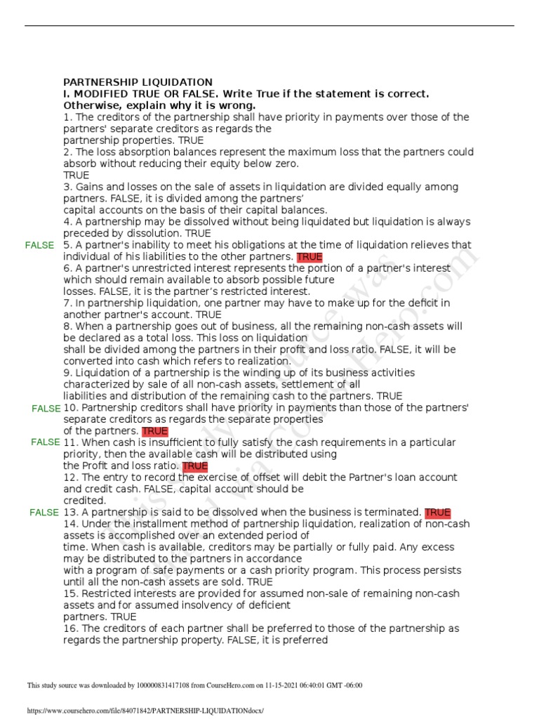 Partnership Liquidation | PDF | Partnership | Liquidation