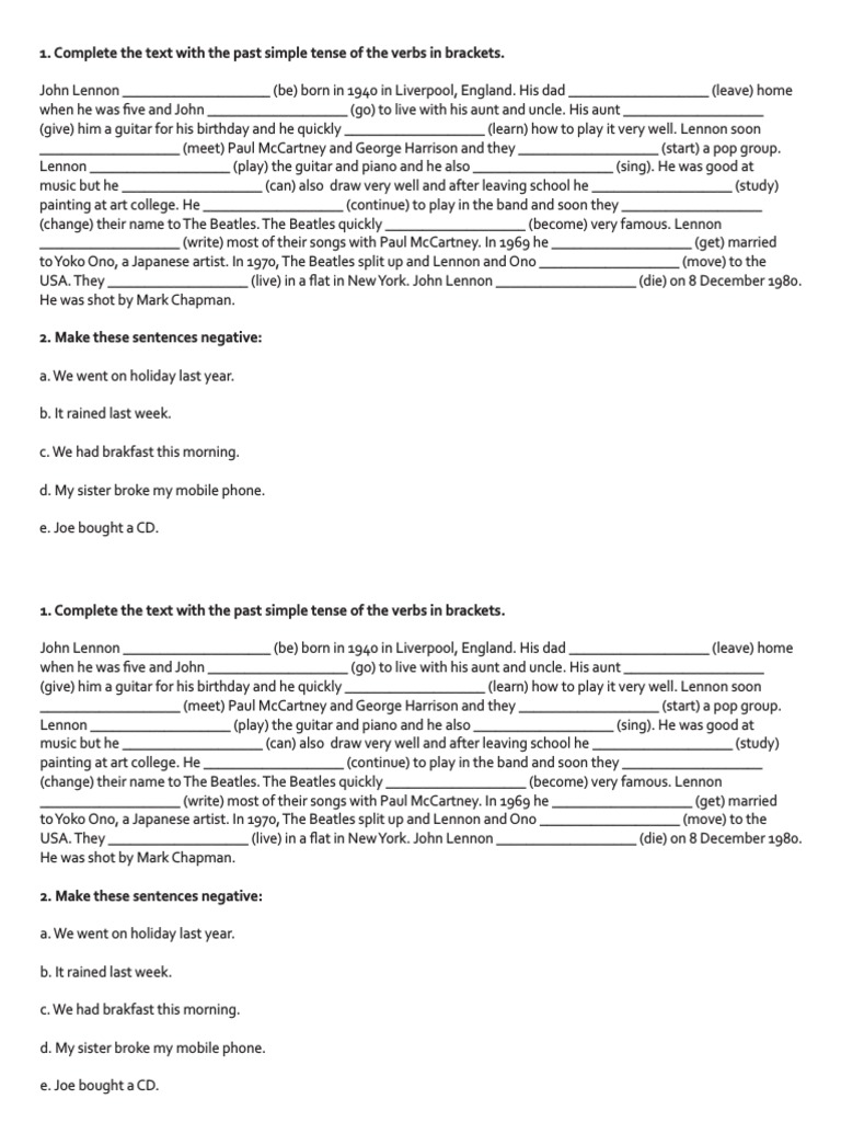 Past Simple Ws | PDF | John Lennon | The Beatles