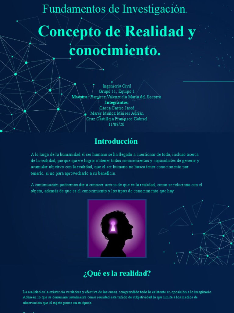Equipo 1 Concepto de Realidad y Conocimiento. | PDF | Conocimiento | Realidad