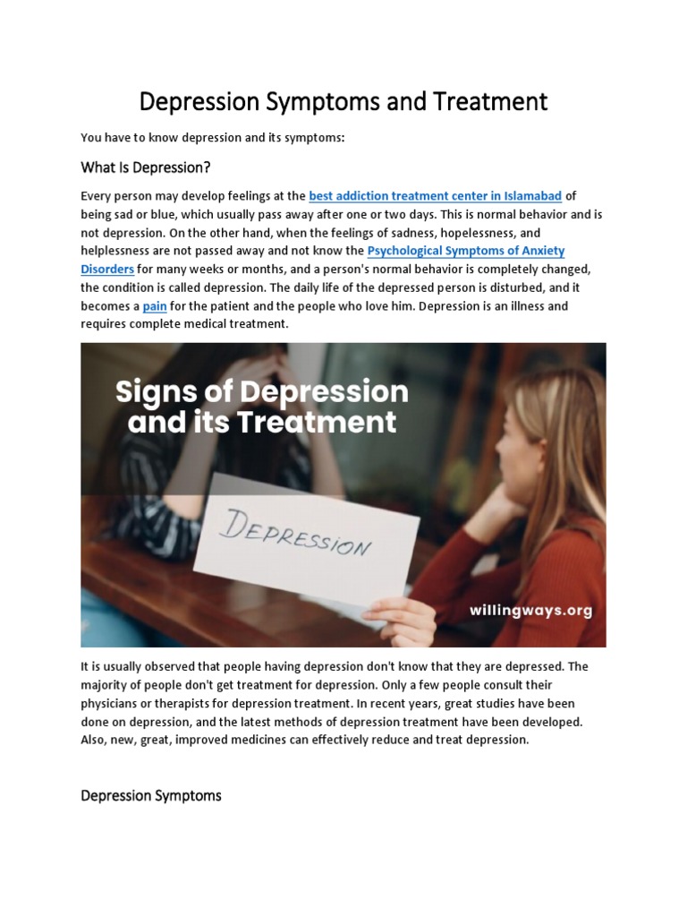 Depression Symptoms and Its Treatment | PDF