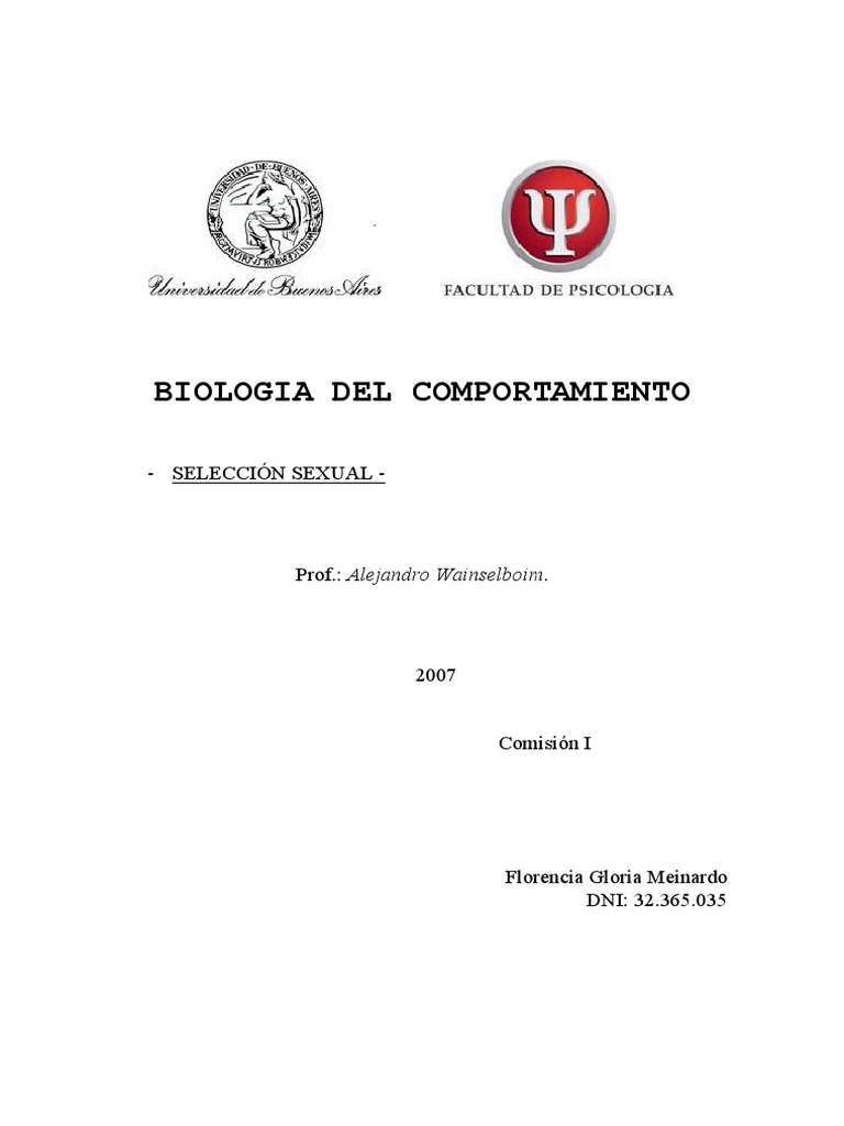 TP Biología Del Comp - Seleccion Sexual | PDF | Sexo | Reproducción