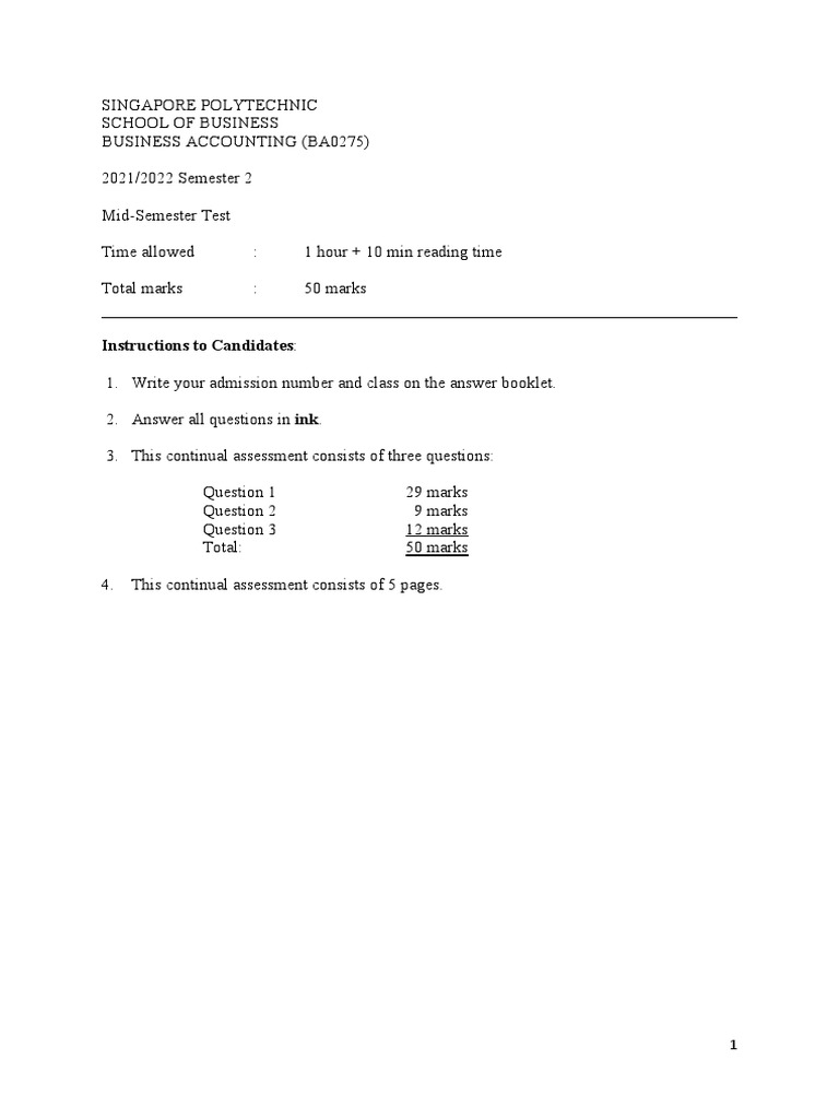 BACC 2021 - 22 Sem 2 - MST Questions 2 | PDF | Expense | Equity (Finance)