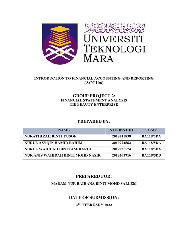Acc106 Assignment 2 Tie Beauty Enterprise Final | PDF | Return On Investment | Revenue