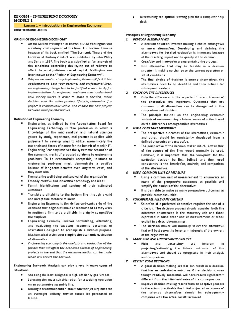 Eeco101 Module 1 Rev | PDF | Engineering Design Process | Interest