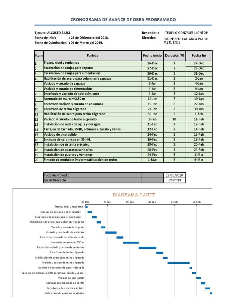 Cronograma Programado y Reprogramado | PDF | Elementos arquitectónicos | Ingeniería