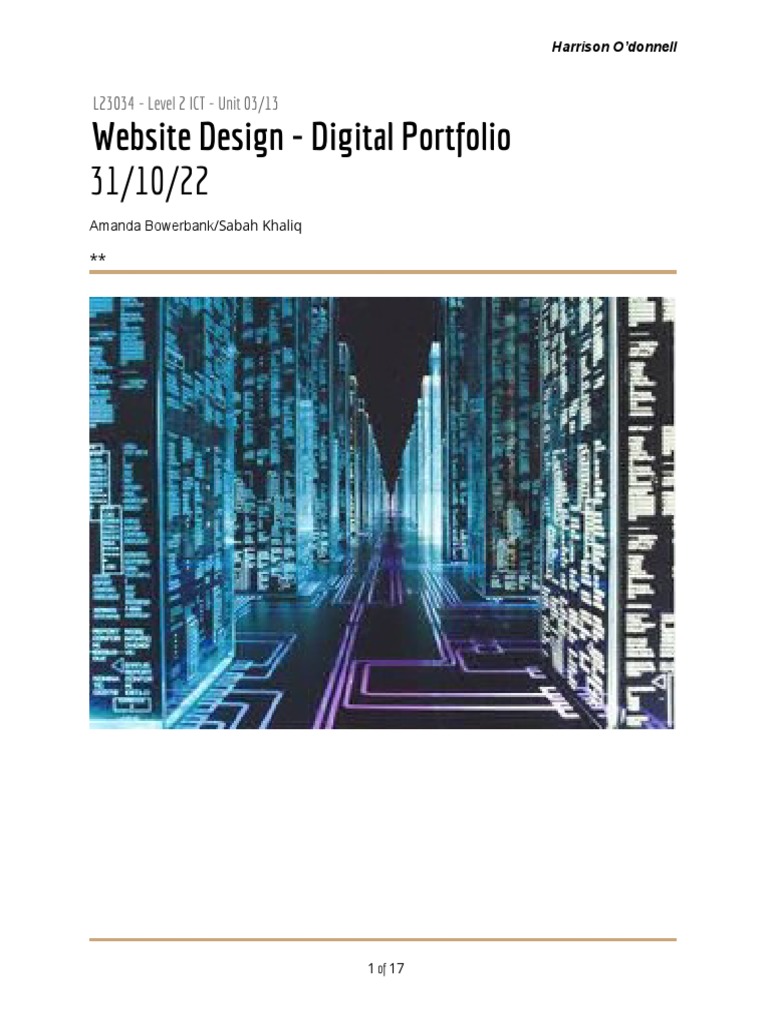 01 Unit 3 13 A Digital Portfolio Assignment 2 Design Template L2 Harrison Odonnell It Level 2