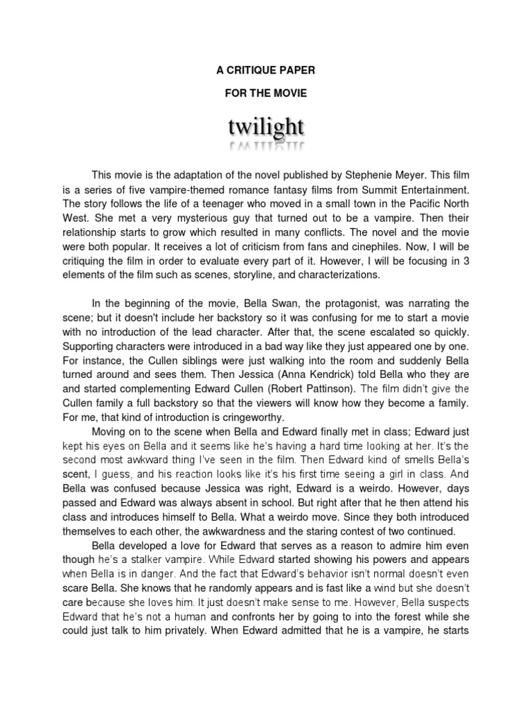 Movie Critique: Twilight | PDF