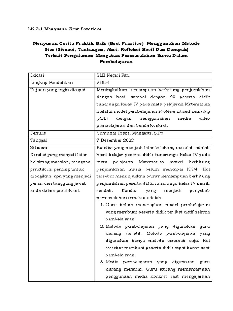 LK. 3.1 Menyusun Best Practice | PDF