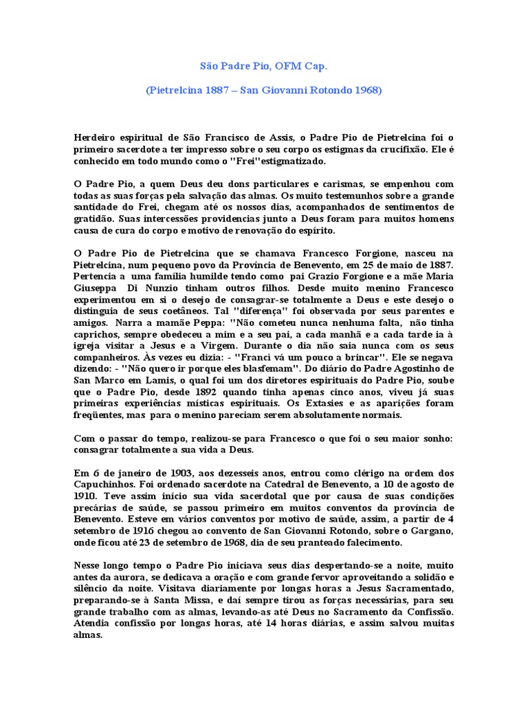 São Padre Pio, OFM Cap | PDF