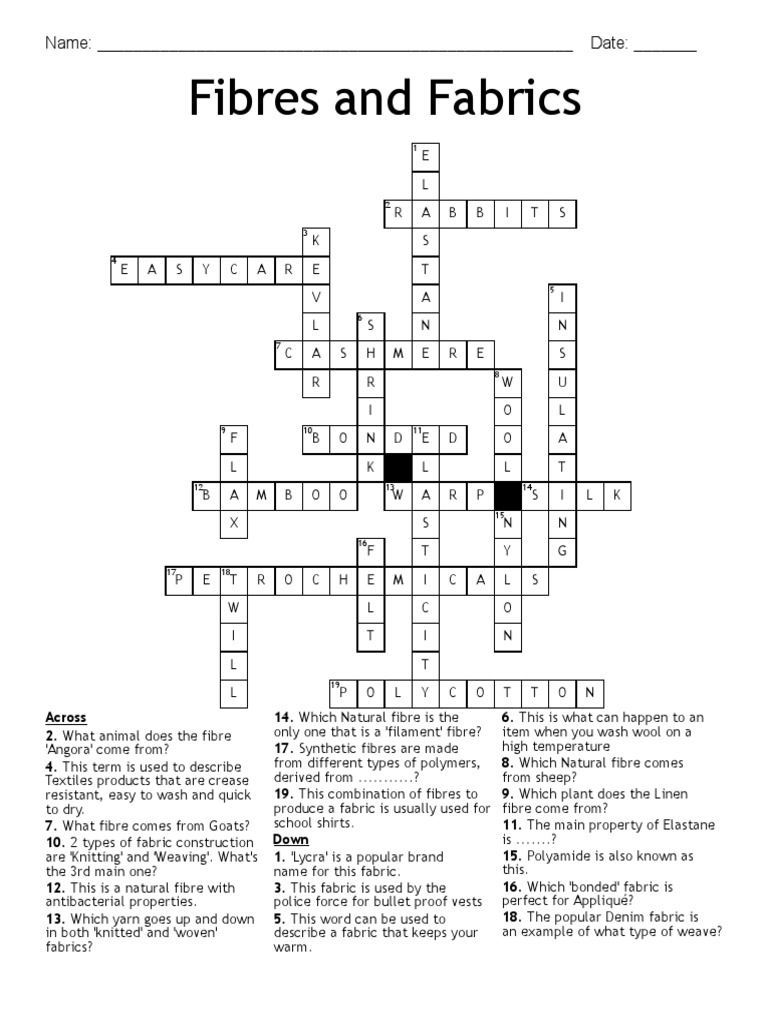 Fibres and Fabrics Answer Key 2c01d7 616308f1 | PDF | Textiles | Fibers
