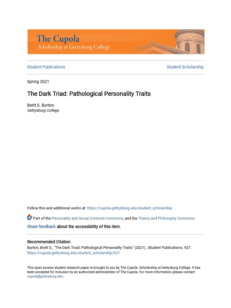 The Dark Triad - Pathological Personality Traits | PDF | Dark Triad ...