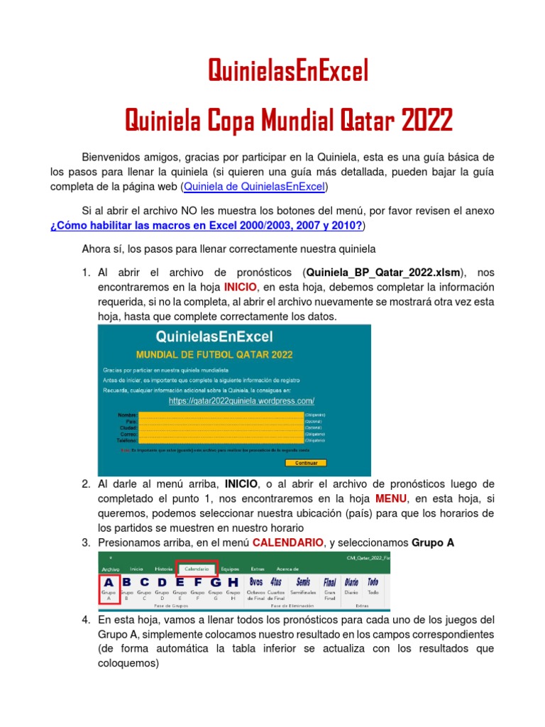 Guia Quiniela | PDF | Microsoft Excel | Desarrollo de software