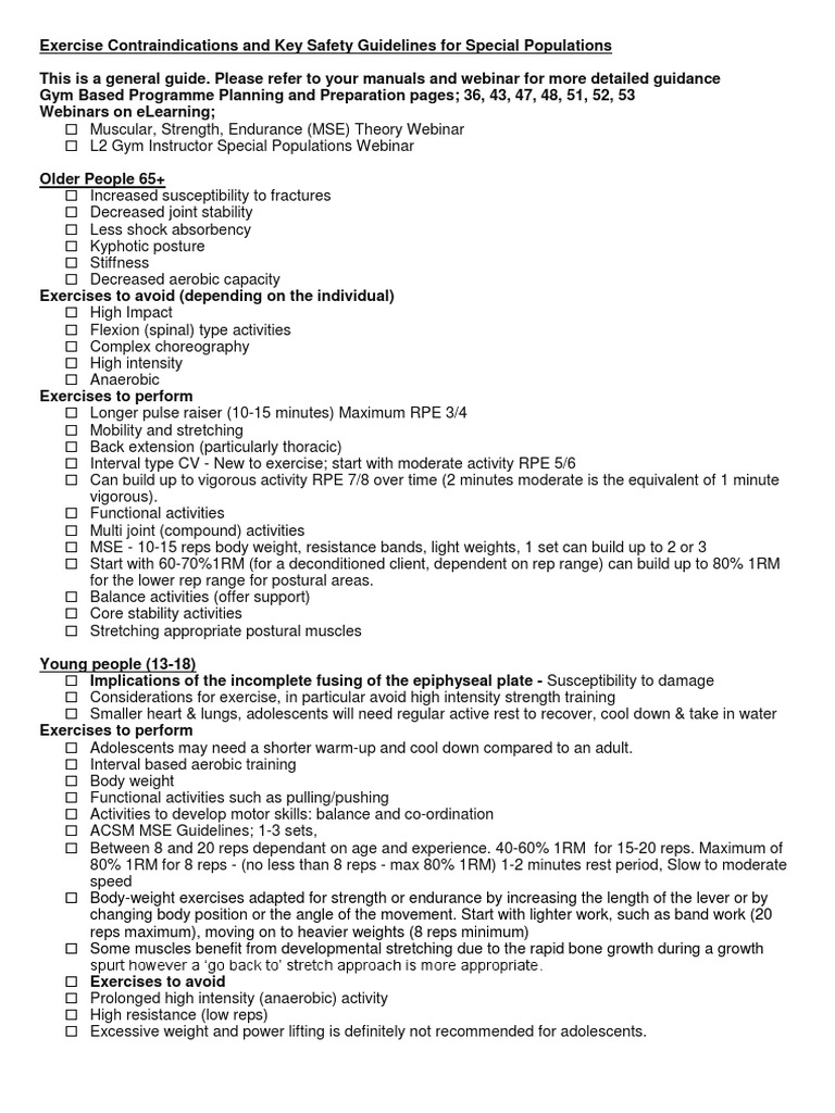 Exercise Contraindications and Planning Guidelines For Older Adults and ...