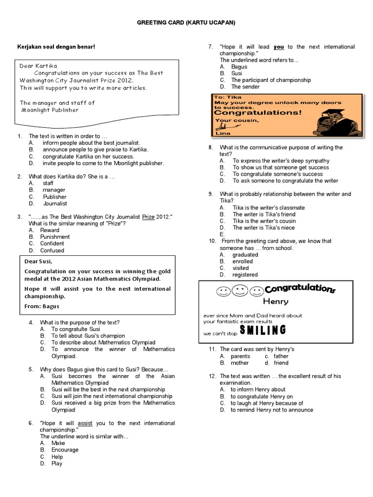 Soal Text GREETING CARD | PDF