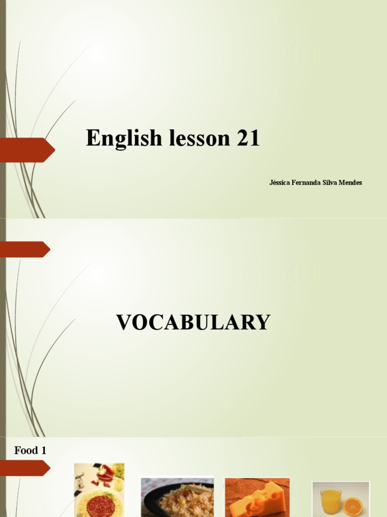 English Lesson 21 | PDF | Cocina | Industria de alimentos