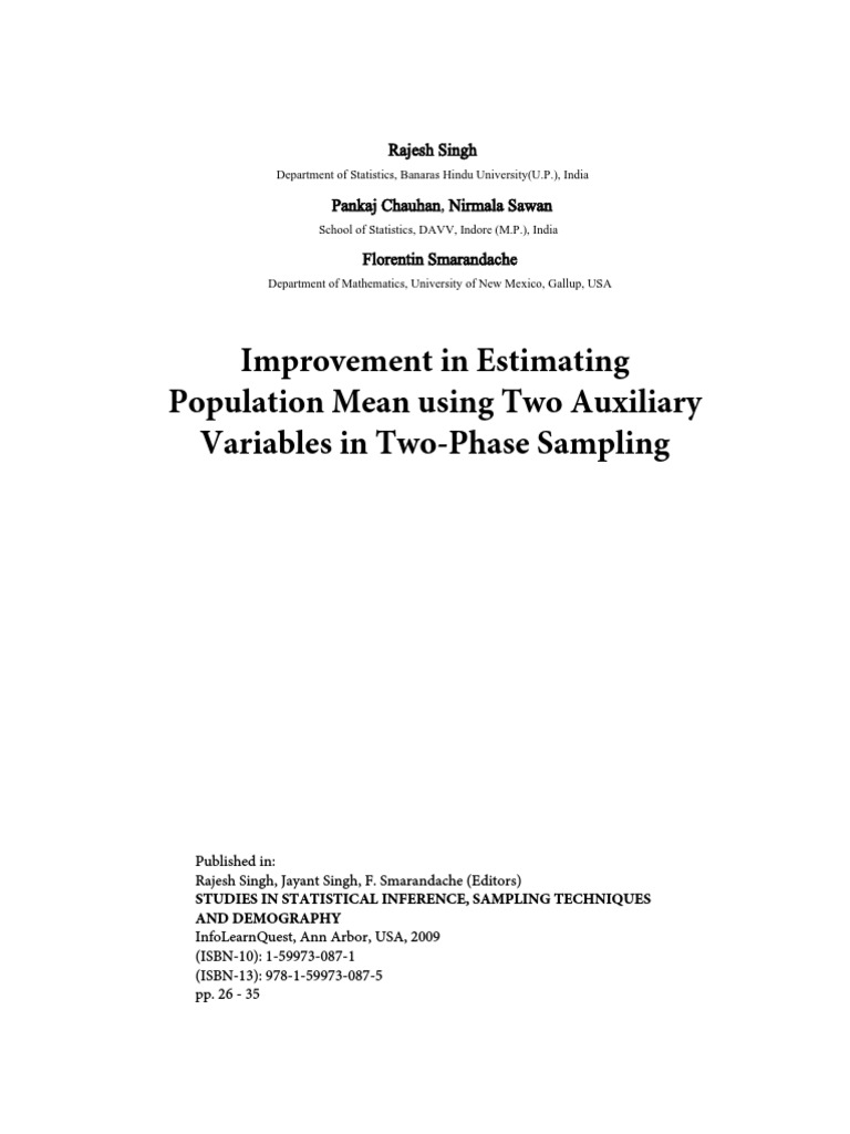 Improvement In Estimating Population Mean Using Two Auxiliary Variables In Two Phase Sampling