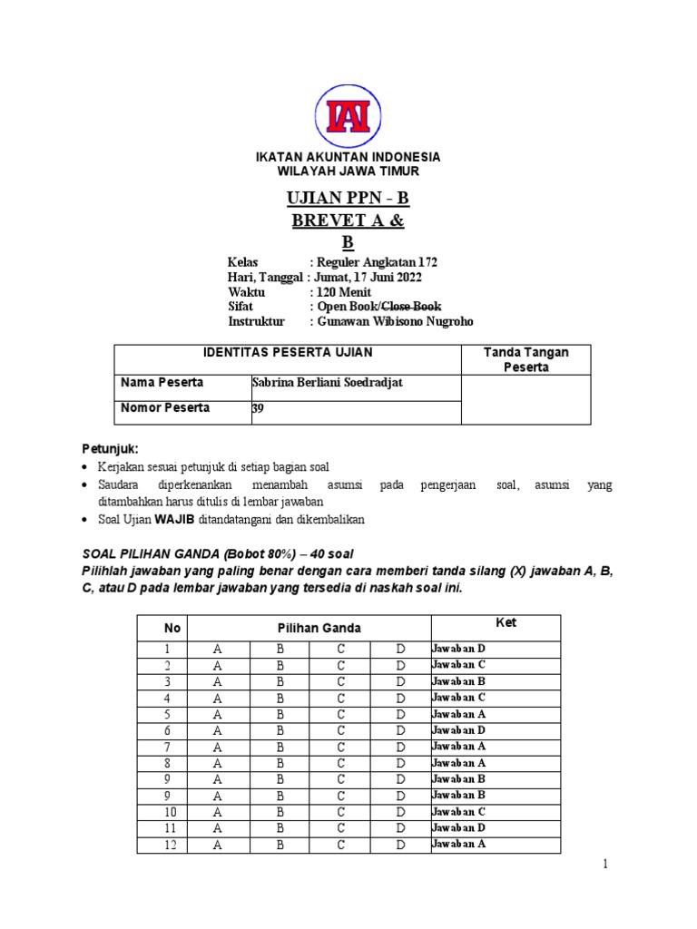 Soal Ujian PPN B REG 172 | PDF