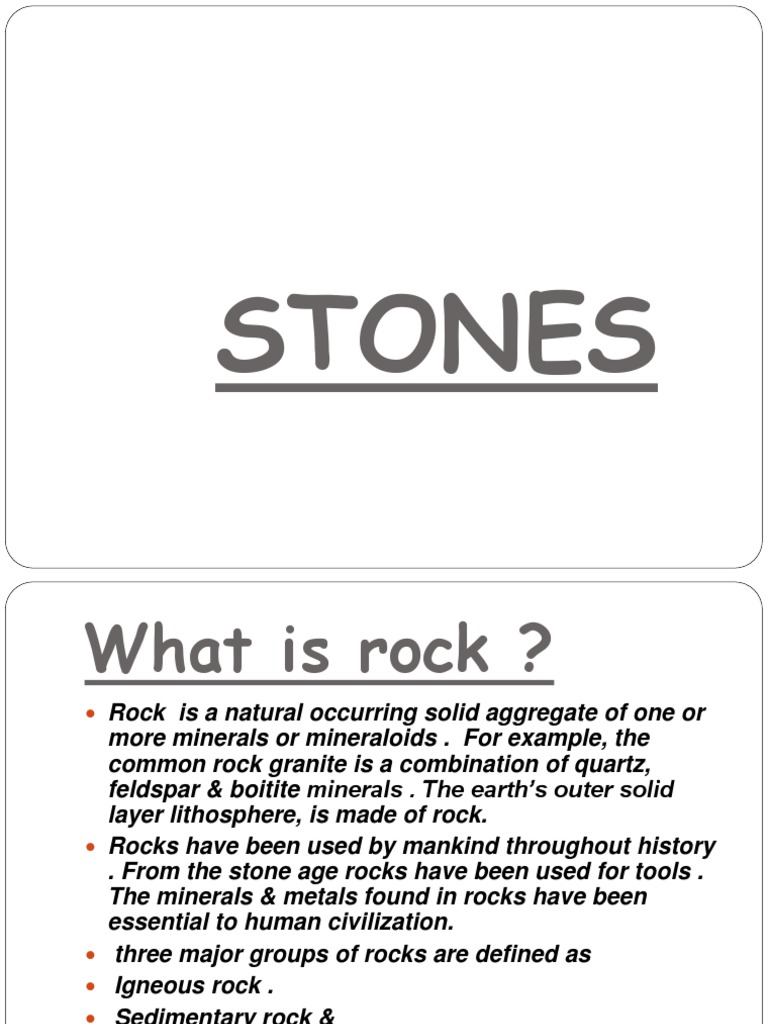 Stones | PDF | Rock (Geology) | Slate