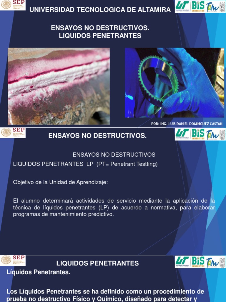 End 02 Inspeccion Liquidos Penetrantes | PDF | Líquidos | Pruebas no ...