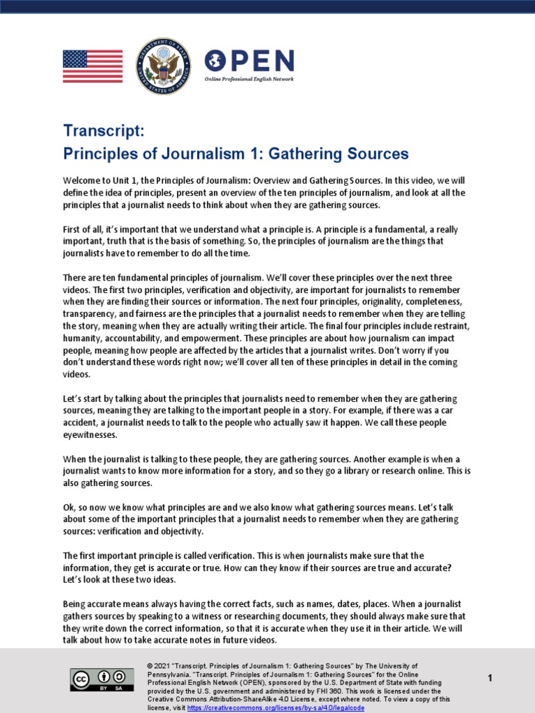 M1T4 - Principles of Journalism 1 - Gathering Sources | PDF ...