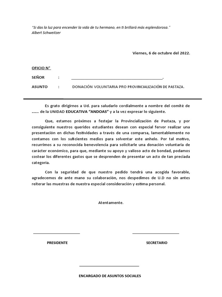 Oficio para Pedir Colaboración | PDF