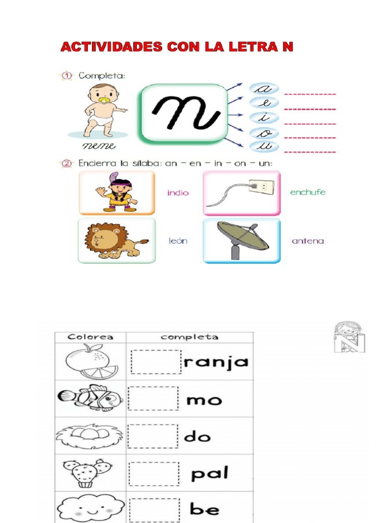 Actividades Letra N | PDF
