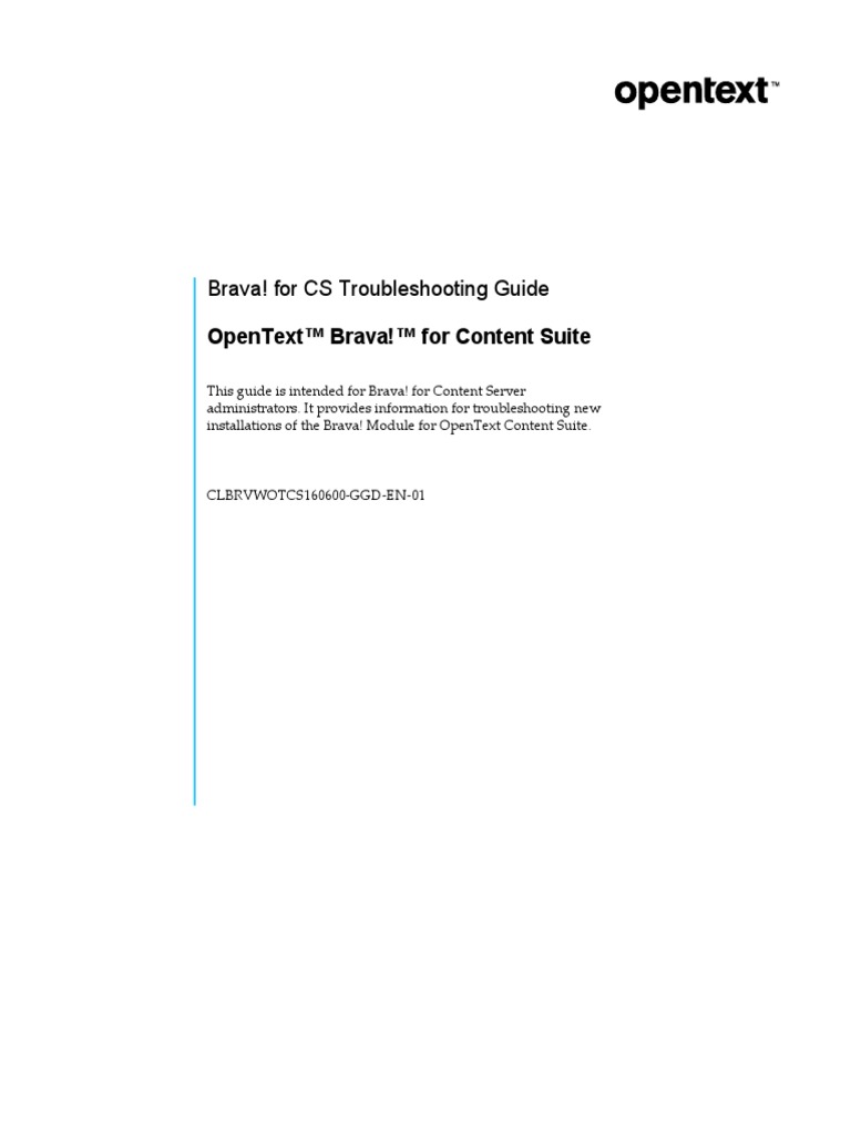 OpenText Brava! For Content Suite 16.6 - Brava! For CS Troubleshooting ...