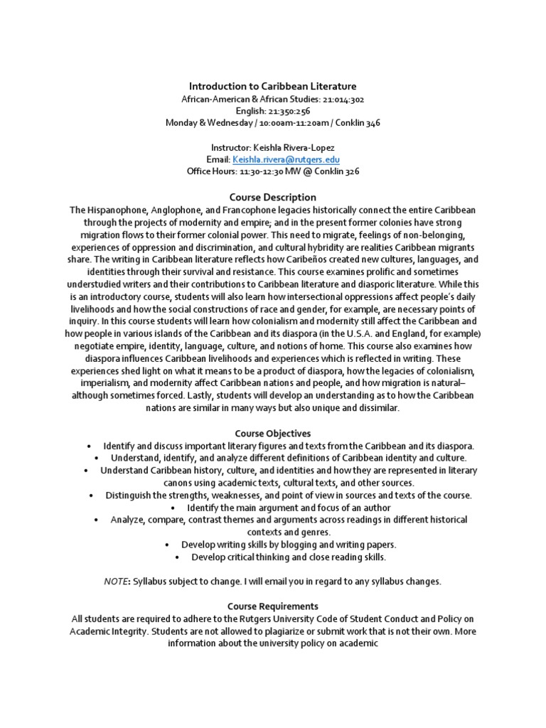 Caribbean Literature: Identity & Diaspora | PDF | Diaspora | Essays