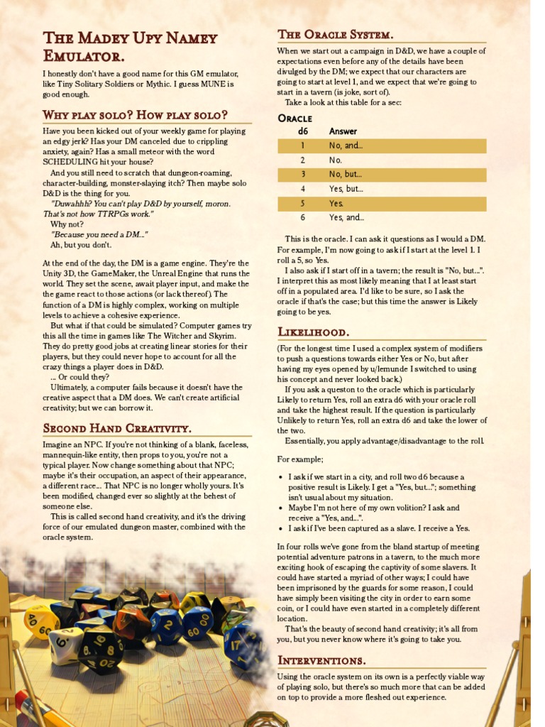 The Oracle System: Solo D&D with Second Hand Creativity | PDF | Dwarf ...