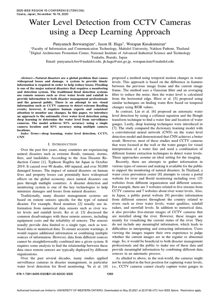 Water Level Detection From CCTV Cameras Using A Deep Learning Approach ...