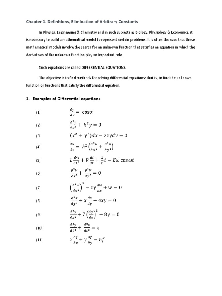 Diff Eqn Lecture - Section 1 | PDF | Equations | Variable (Mathematics)