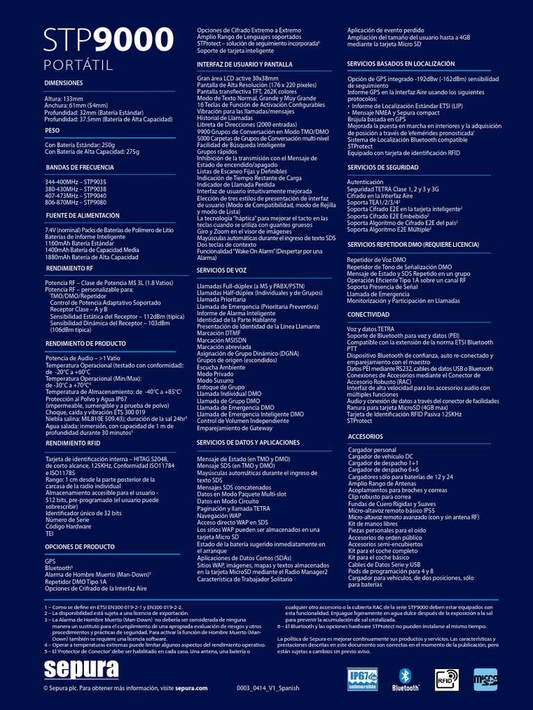 Manual+SEPURA-STP9000 Spanish | PDF | Bluetooth | Identificación de ...