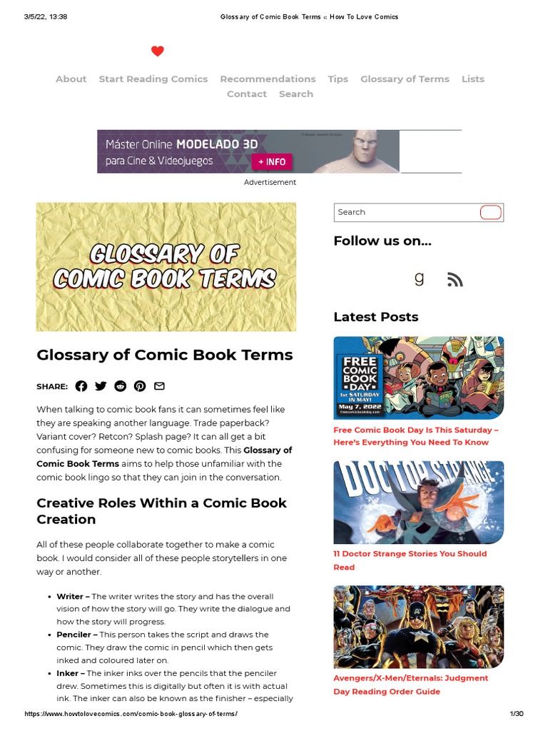 Glossary Of Comic Book Terms Pdf Dc Comics Comics