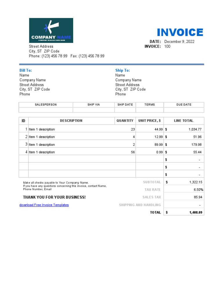 Detailed Invoice Template Example | PDF | Invoice | Taxes