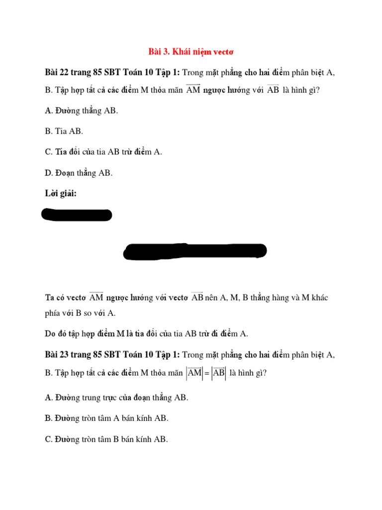 Sach Bai Tap Toan 10 Bai 3 Khai Niem Vecto Canh Dieu | PDF