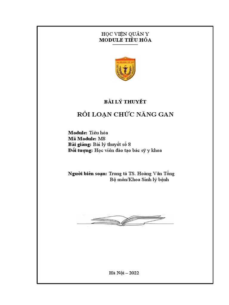 Bài giảng LT8 Rối loạn chức năng gan - Module tiêu hóa - Tong | PDF