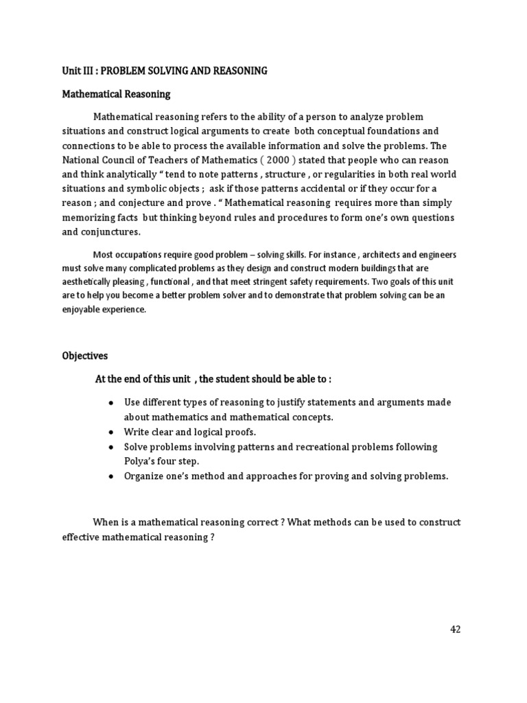 Mathematics Unit 3lesson | PDF | Inductive Reasoning | Reason