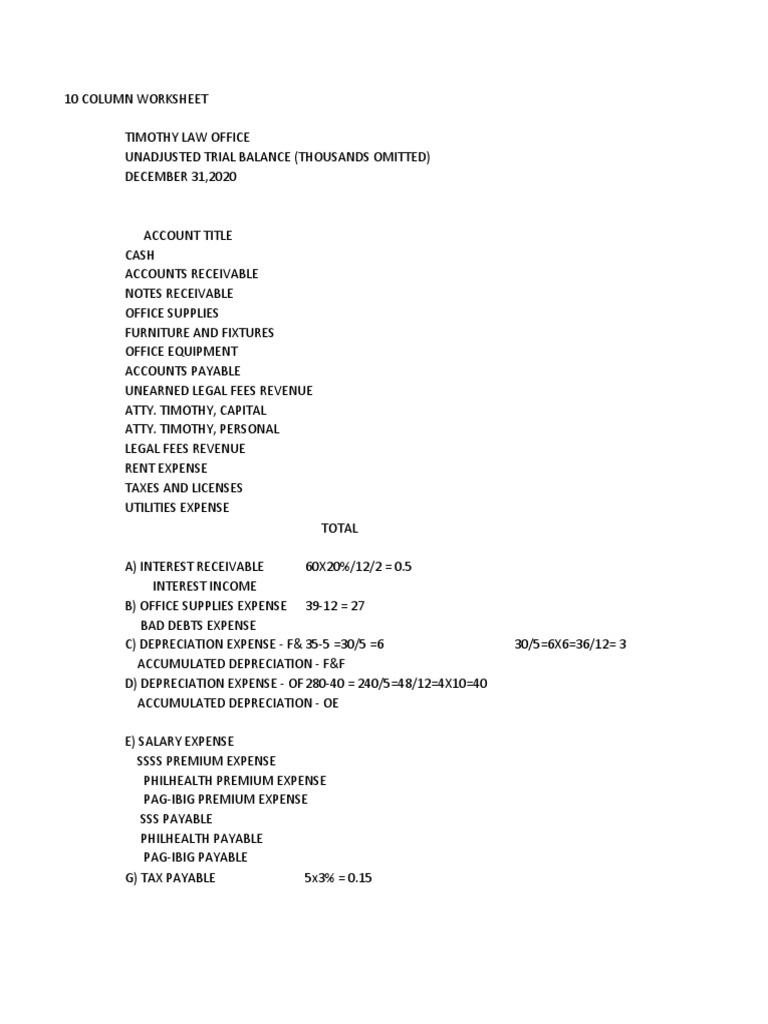 Chap 7 Worksheet 01 | Download Free PDF | Debits And Credits | Expense