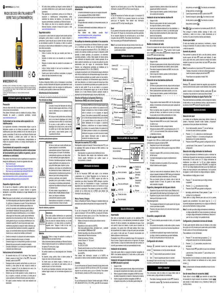 MN002390A01-AG Esla Talkabout Two Way Radio T400 Series Safety Leaflet | PDF | Radio | Cargador ...